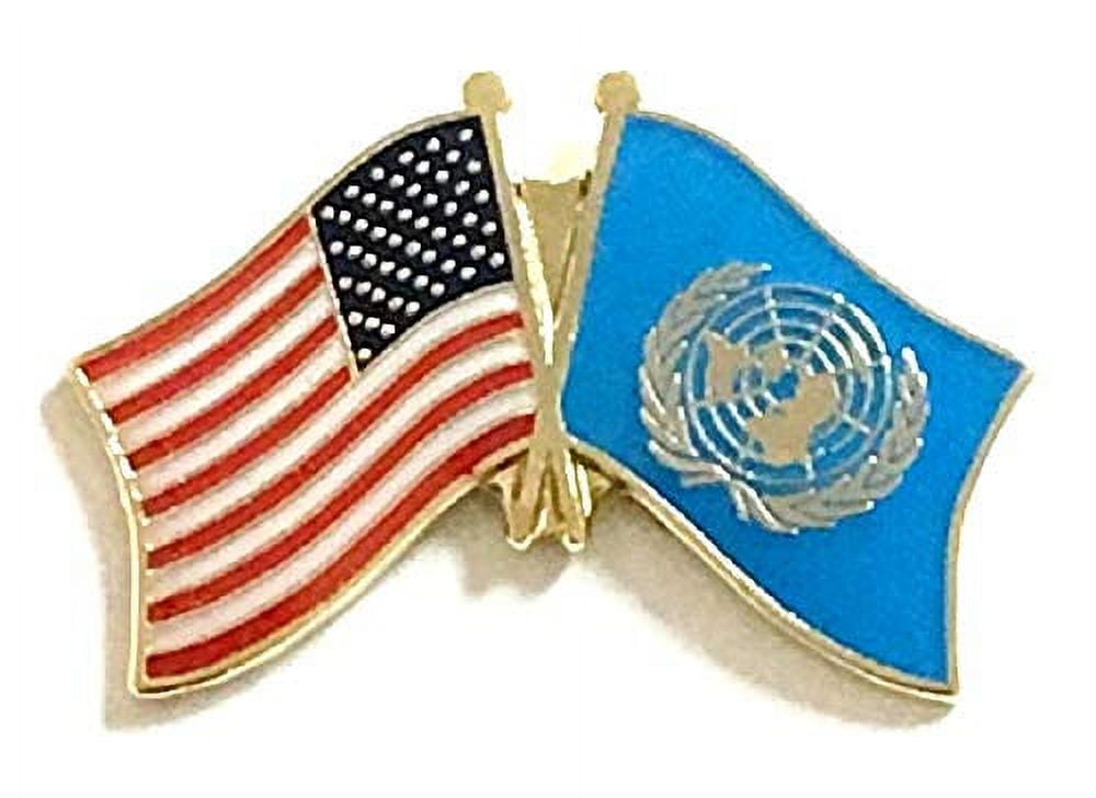Box of 12 United Nations & US Crossed Flag Lapel Pins, UN & American ...