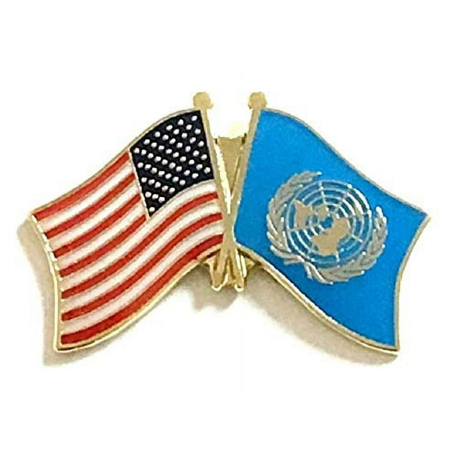 Box of 12 United Nations & US Crossed Flag Lapel Pins, UN & American ...
