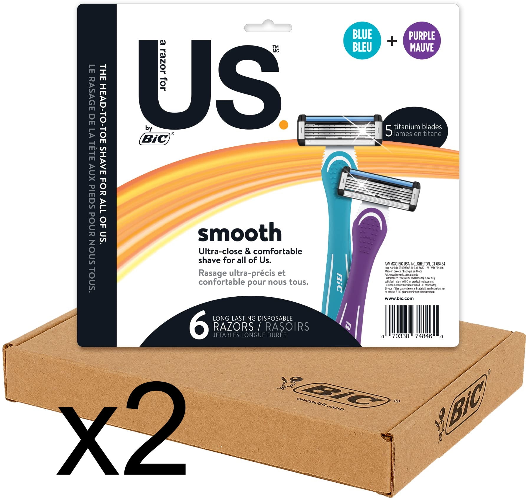 (Box of 12 razors) BIC Us. 5-Blade Unisex Disposable Razors For Men and ...