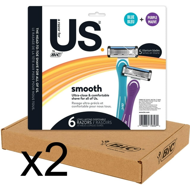 (Box of 12 razors) BIC Us. 5-Blade Unisex Disposable Razors For Men and ...
