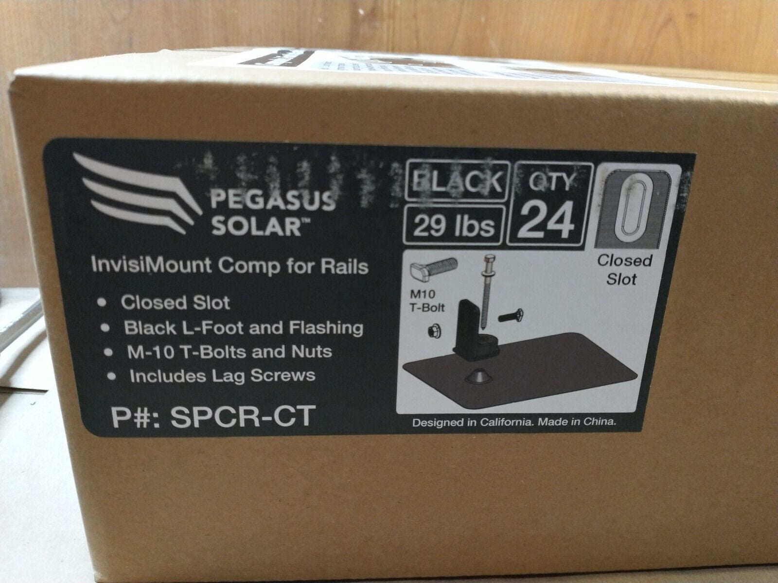 Box of 24, Pegasus Solar InvisiMount Comp Black Flashing w/ L-foot and ...