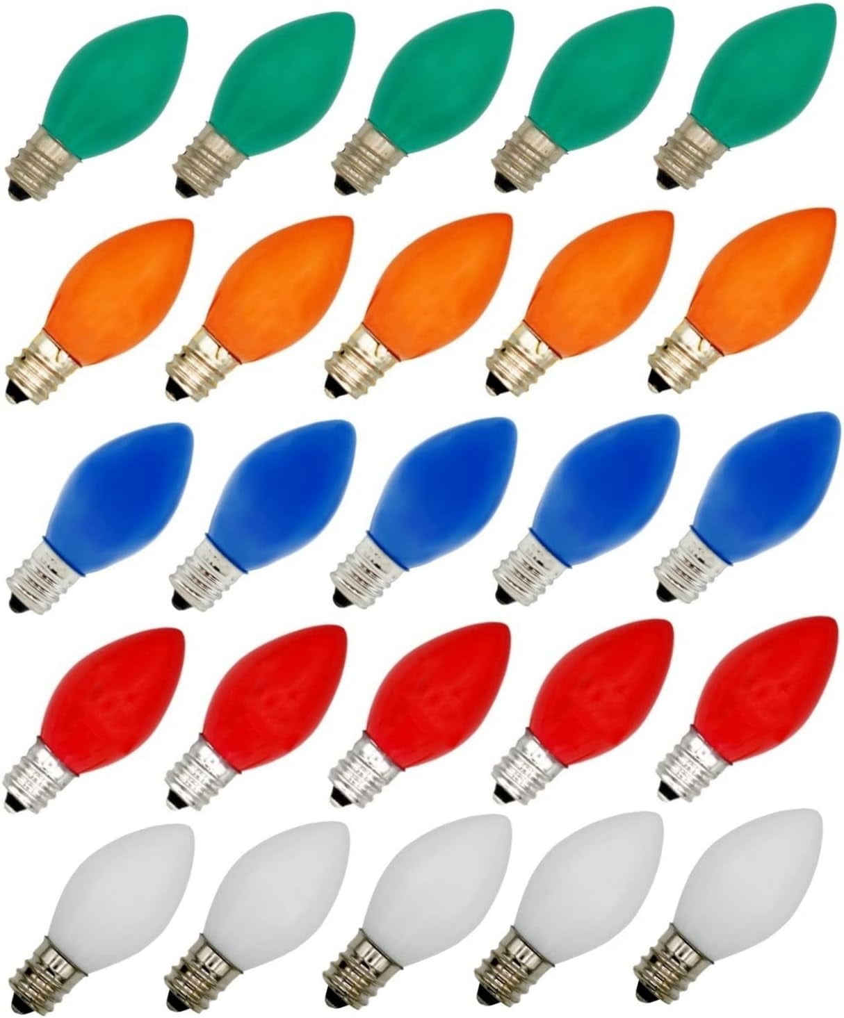 Box of 25 Ceramic Multicolor Blinker Bulbs – Green, Red, Orange, White ...