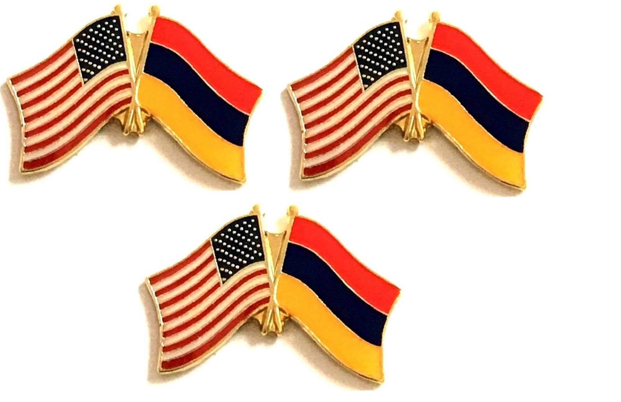 Box of 3 Armenia & US Crossed Flag Lapel Pins, Country & American ...