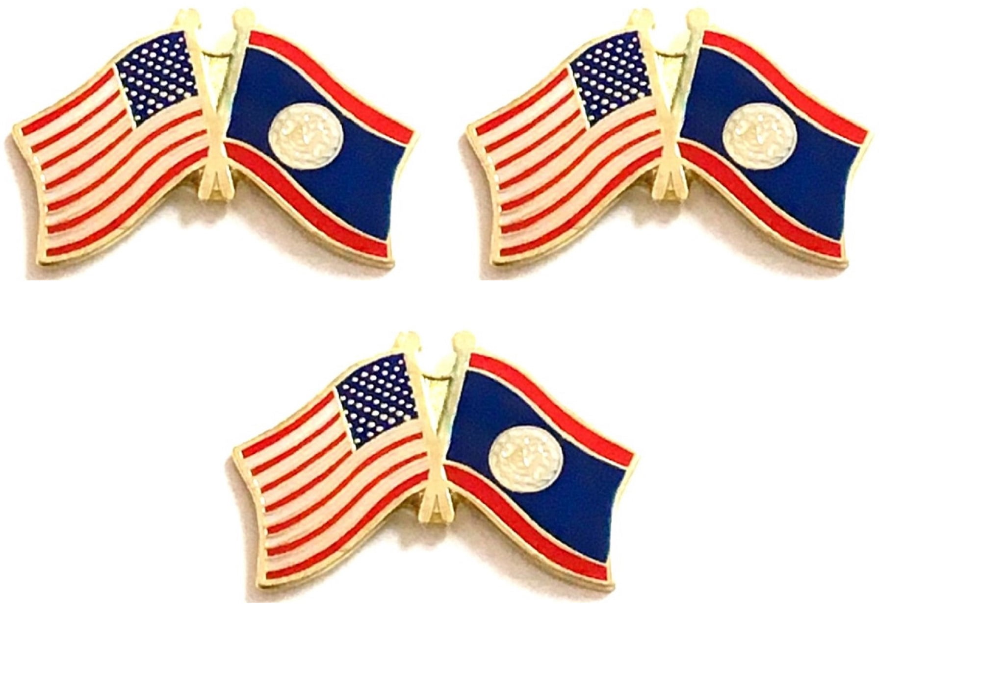 Belize & US Crossed Flag Lapel Pins, Box of 3 - Walmart.com