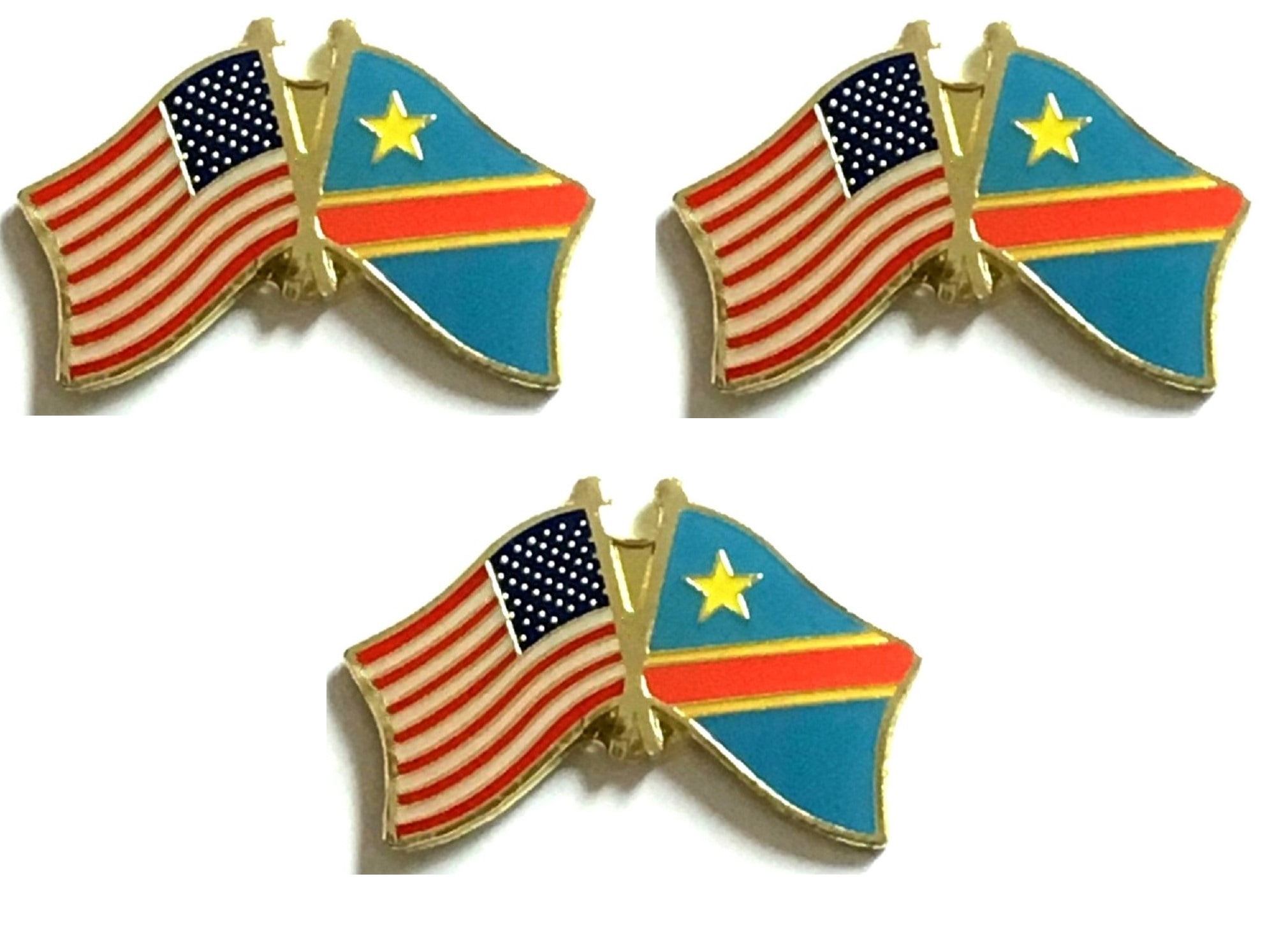Democratic Republic of the Congo & US Crossed Flag Lapel Pins, Pack of ...