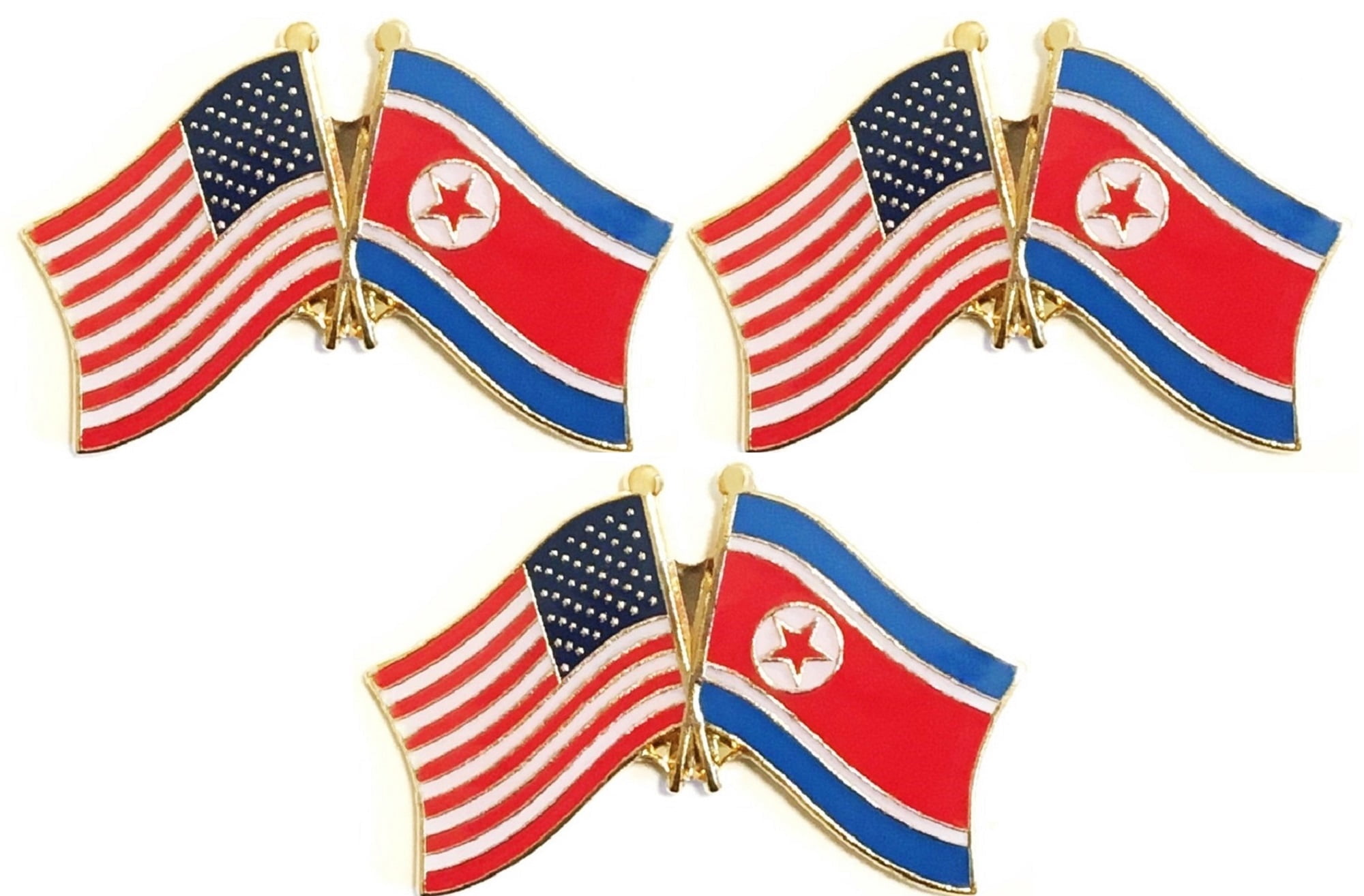 North Korea & US Crossed Flag Lapel Pins, Pack of 3 - Walmart.com