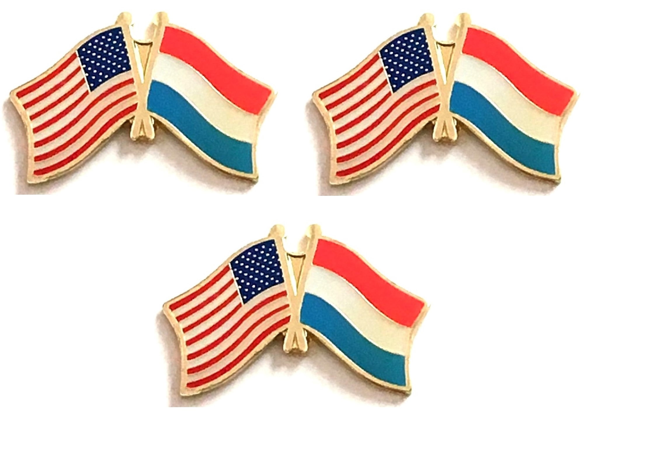 Luxembourg & US Crossed Flag Lapel Pins, Pack of 3 - Walmart.com