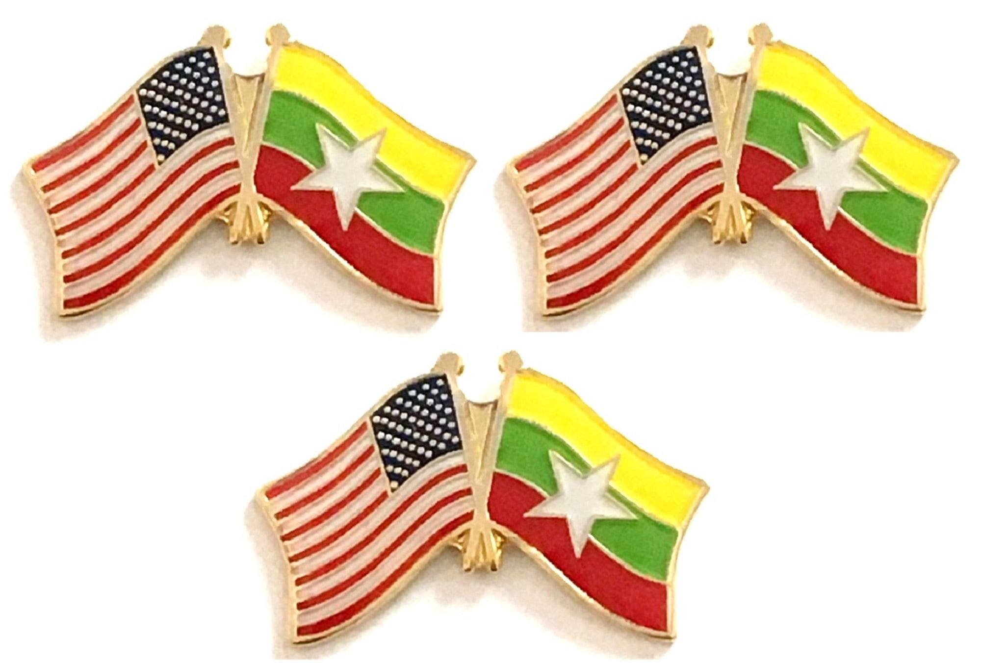 Myanmar & US Crossed Flag Lapel Pins, Pack of 3 - Walmart.com