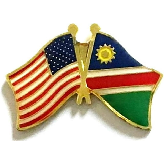 Box of 3 Nambia & US Crossed Flag Lapel Pins, Country & American Double ...