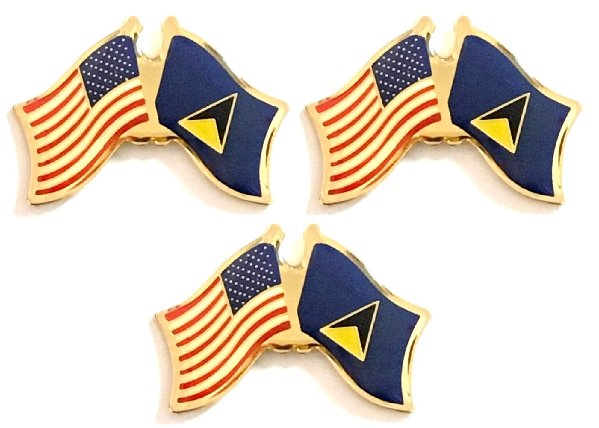 St. Lucia & US Crossed Flag Lapel Pins, Pack of 3 - Walmart.com