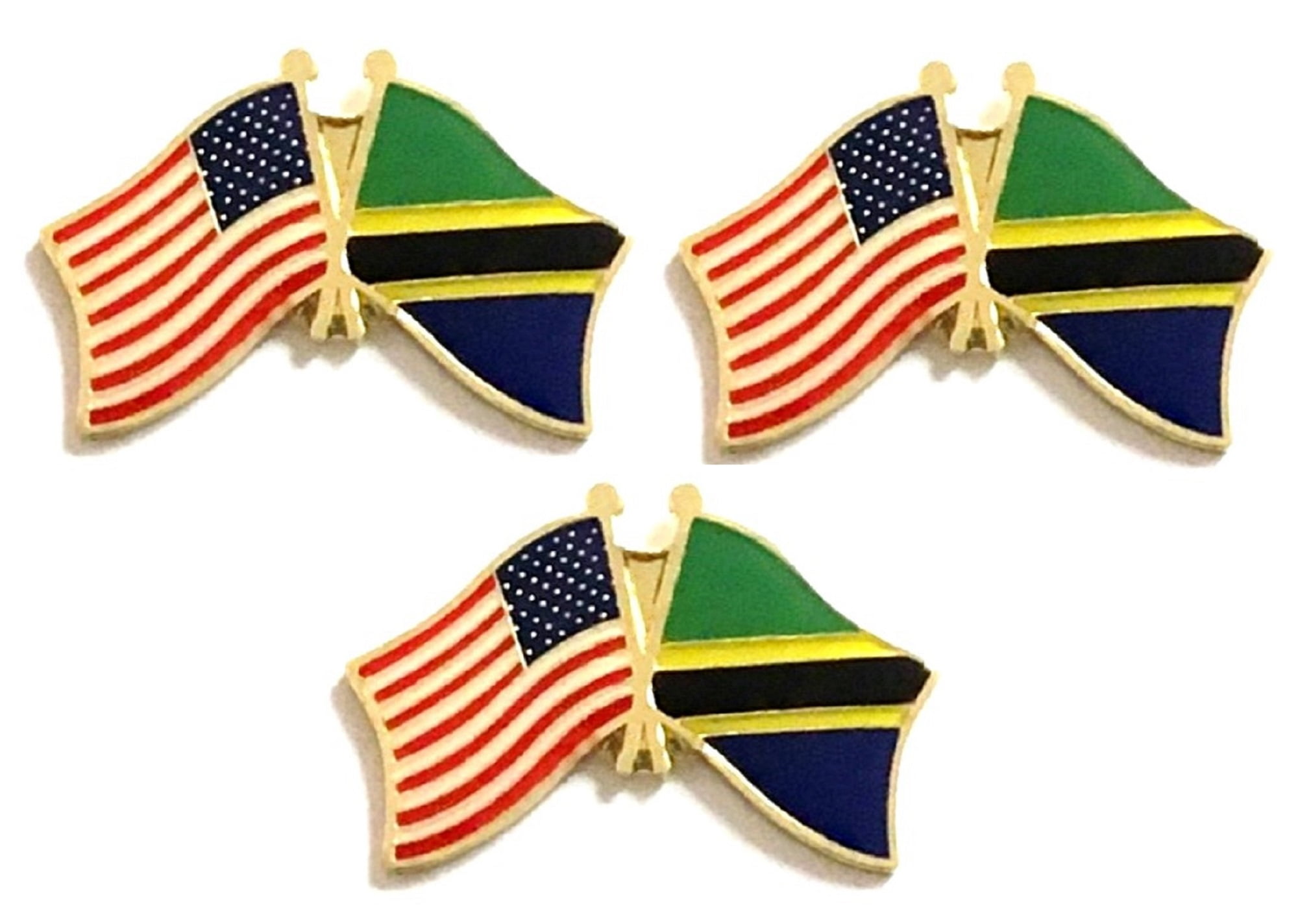 Box of 3 Tanzania & US Crossed Flag Lapel Pins, Country & American ...