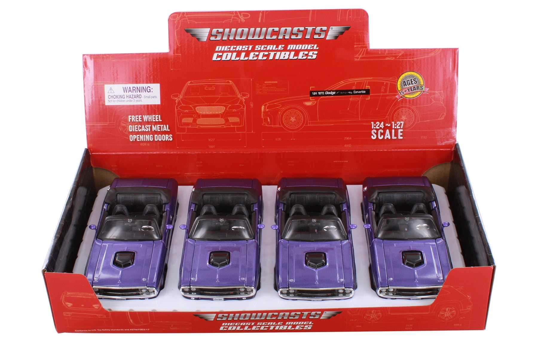 Box of 4 1970 Dodge Challenger R/T Convertible, Purple, Showcasts 37264 ...