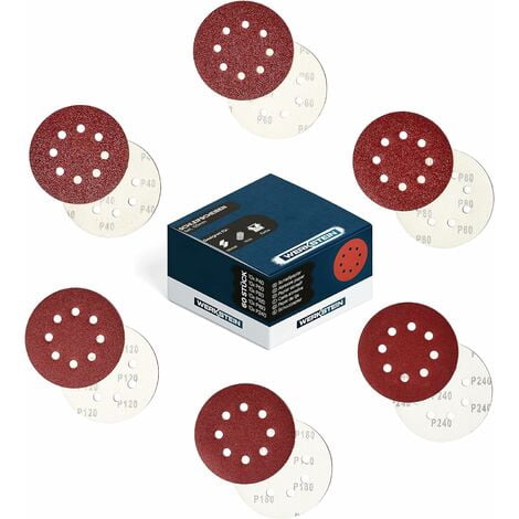 Box of 60 Sanding Discs for 125mm Sander – Set including 10 pieces of ...