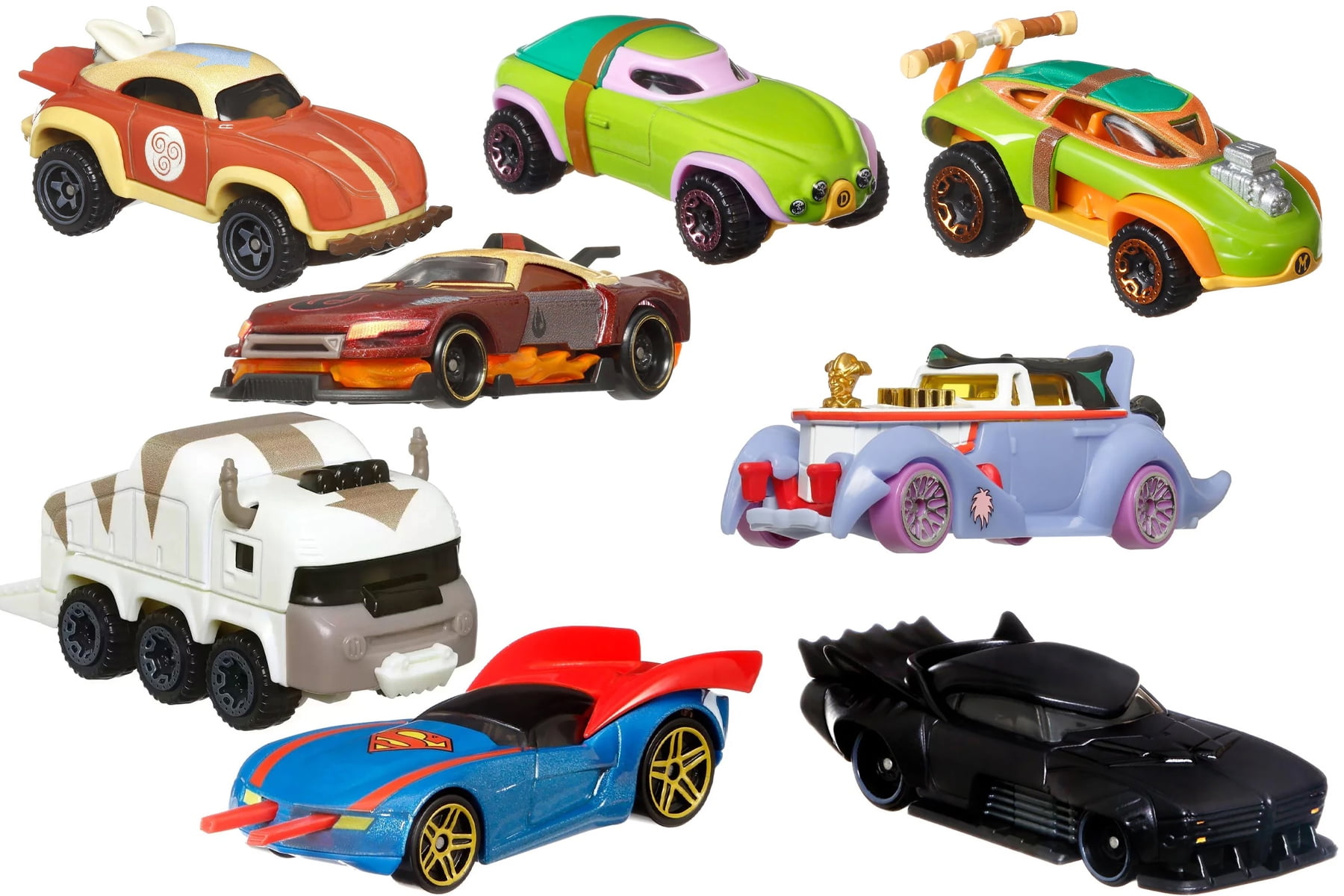 Box of 8 Blockbuster Character Car Assortment - Mattel Hot Wheels HHB74956T - 3" Scale Diecast ...