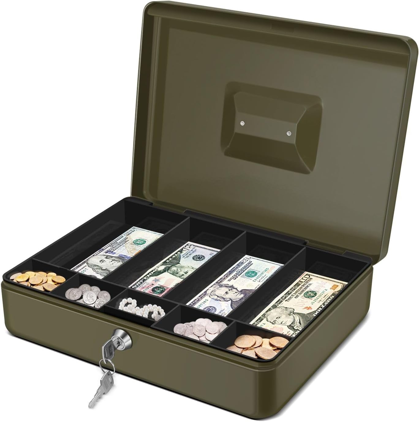 Box with Tray and Lock - Box for Small Businesses, 9-Compartment Box ...