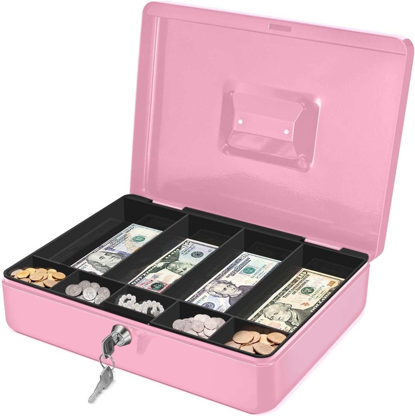 Box with Tray and Lock - Box for Small Businesses, 9-Compartment Box ...