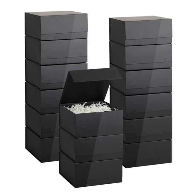 BoxSkivra Black Magnetic Gift YPF5 Box 15 Pack 8X8X4 Inch Foldable Gift ...