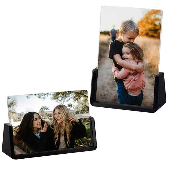 Boxalls 2 Pack Acrylic Picture Frames 5x7 with Translucent Black Base ...