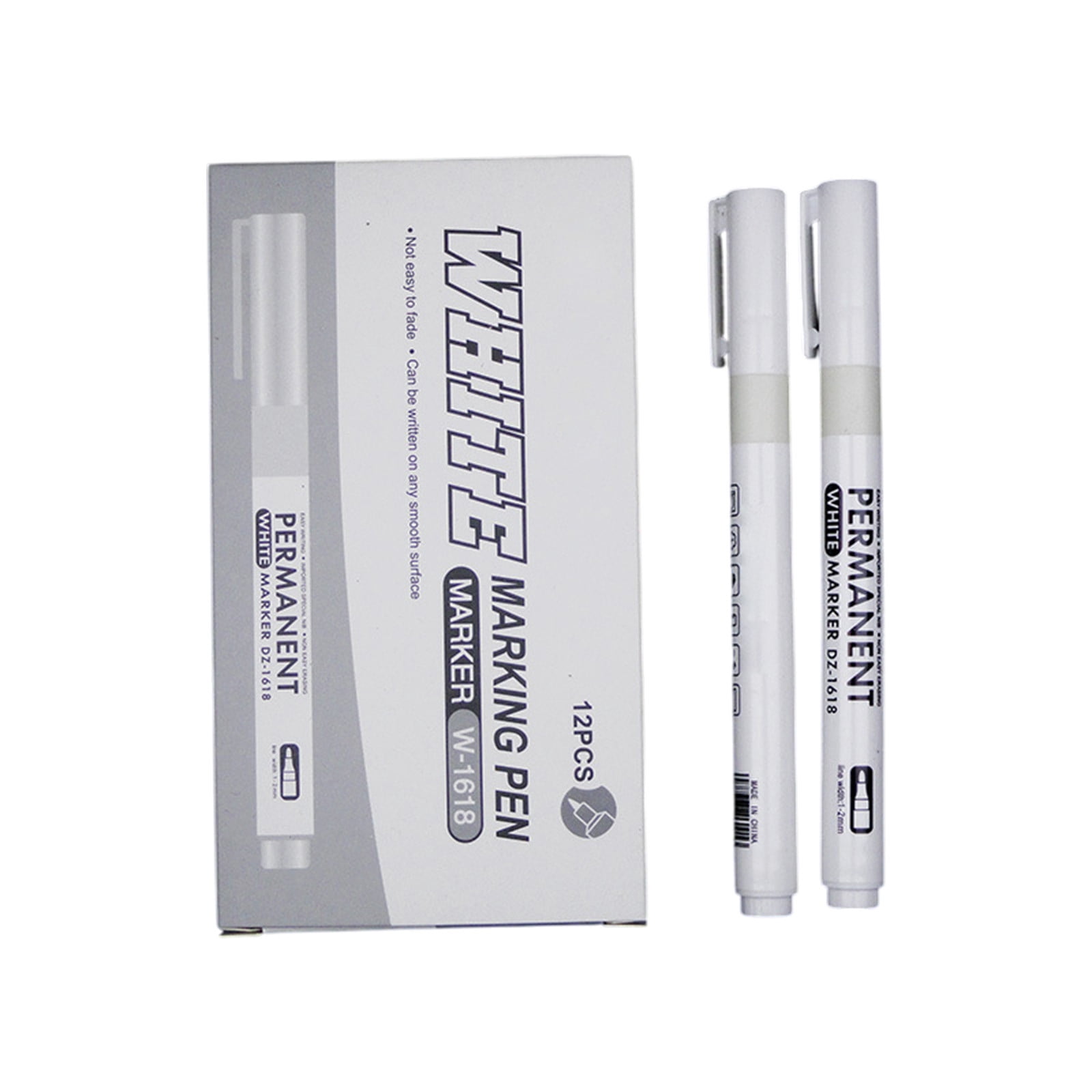 Boxed 12 Pcs White Waterproof Paint Markers | Fast-Drying Oil-Based ...