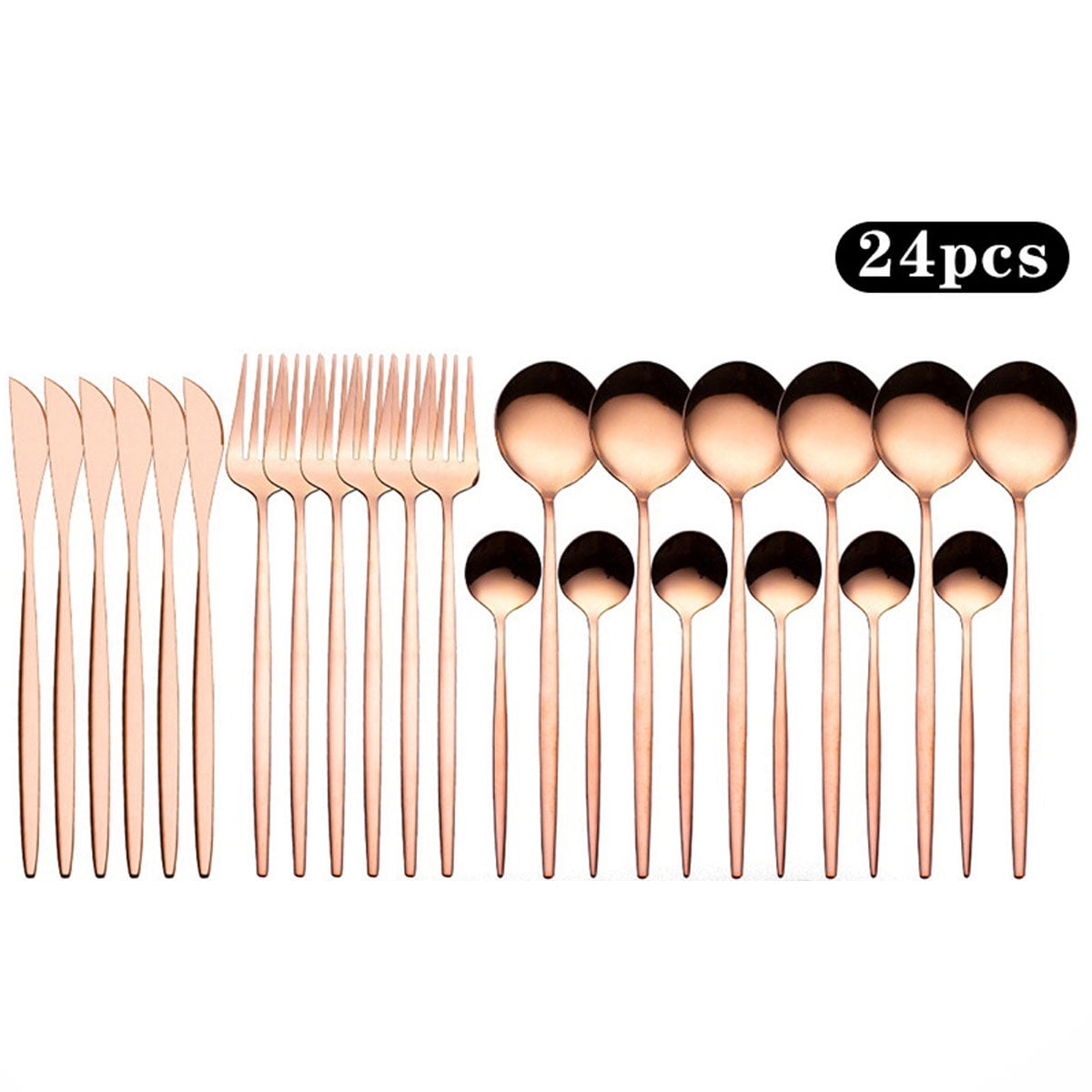 （Boxed）24 Pieces Silverware Set, Stainless Steel Flatware Cutlery Set ...