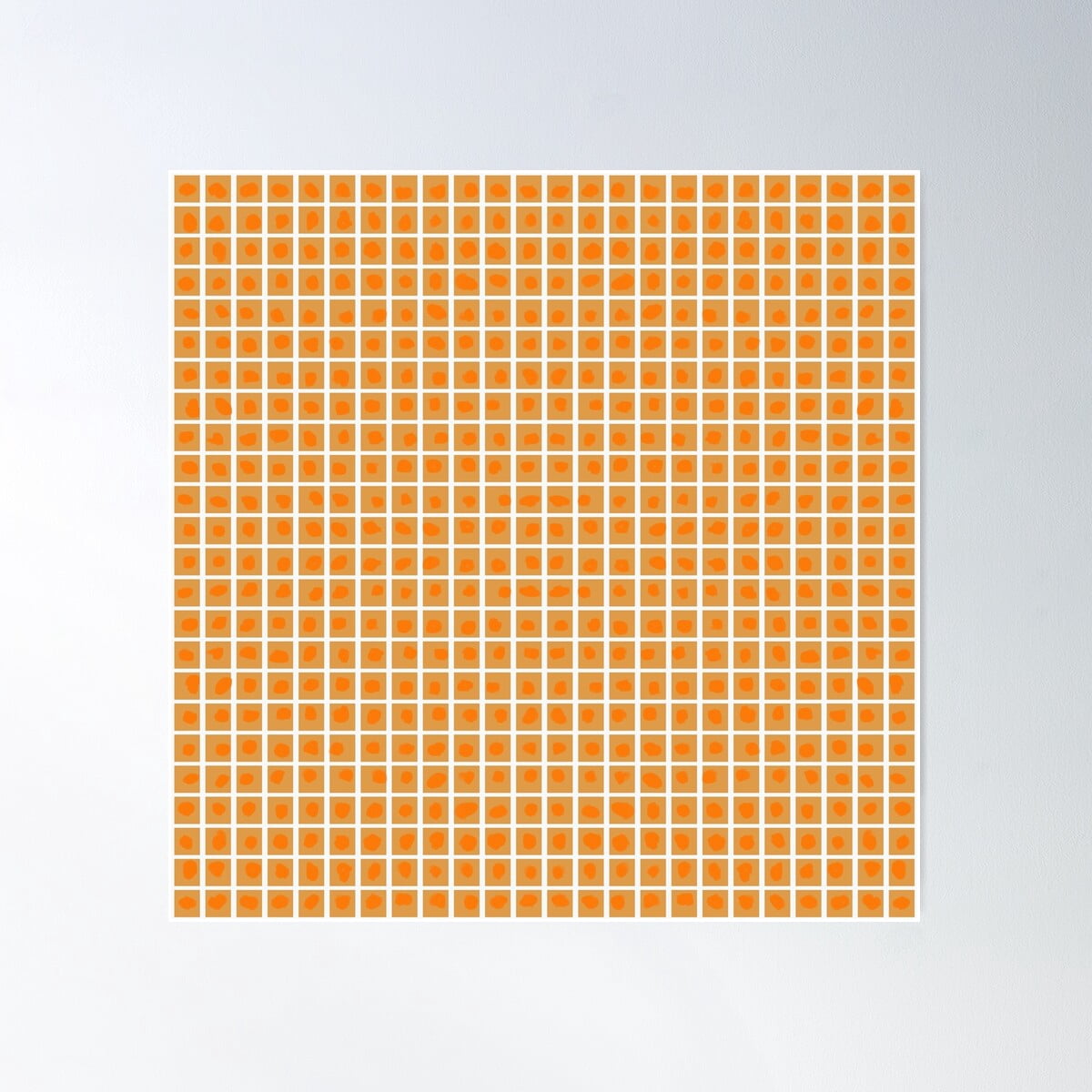 Boxed Dots Orange On Paynes Gray Poster Wall Art, Modern Wall Decor For ...
