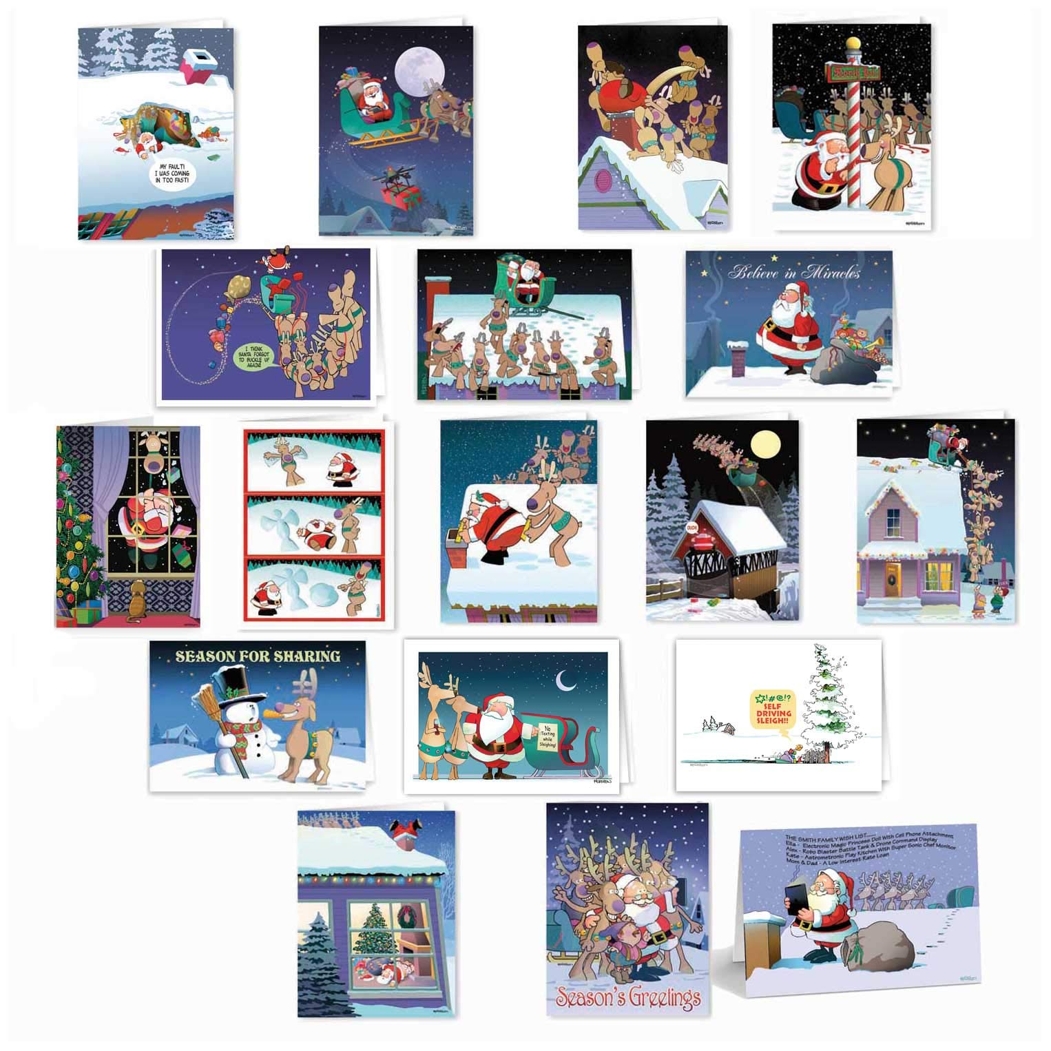 Boxed Set of 36 Funny Christmas Card Variety Pack - Ultimate Boxed Pack ...