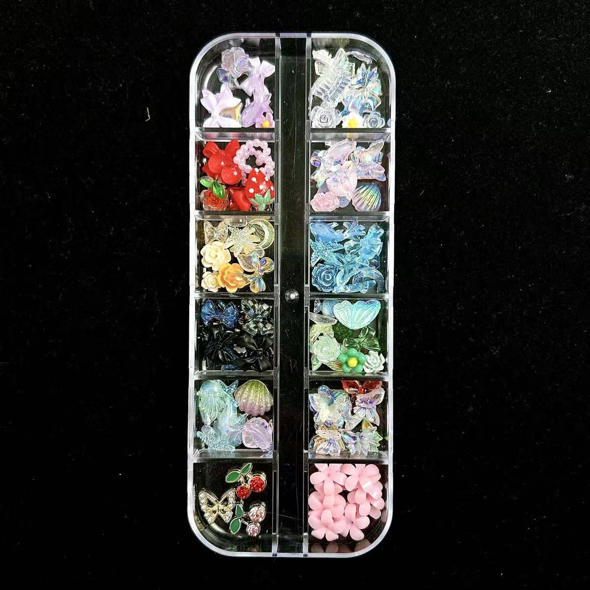 Boxed Sweet Cool Lilies Sparkle Engraved 12-Piece Mixed Press-on Nails ...
