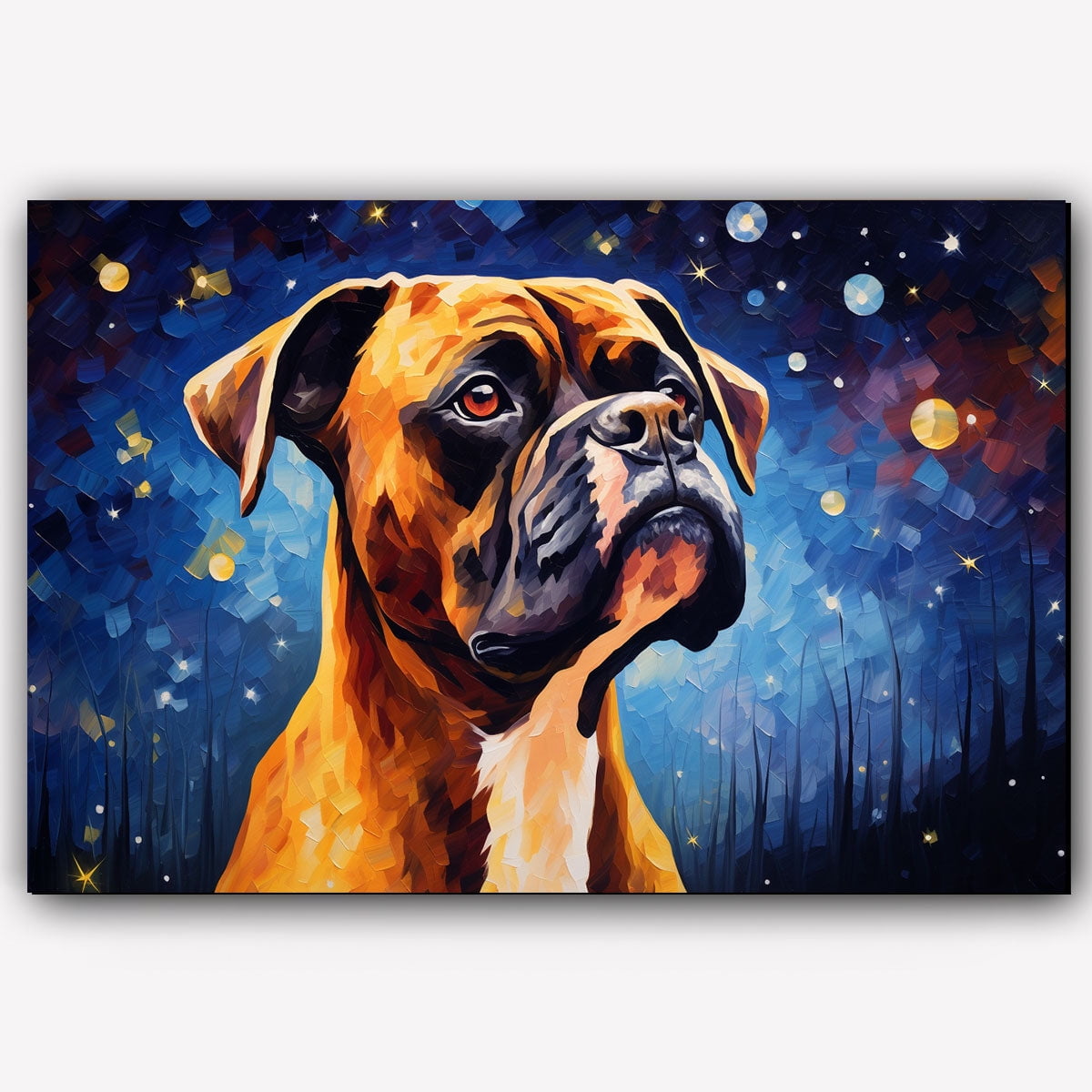 Boxer Art Decor Creative Dog Picture for Wall Decor Van Gogh Starry ...