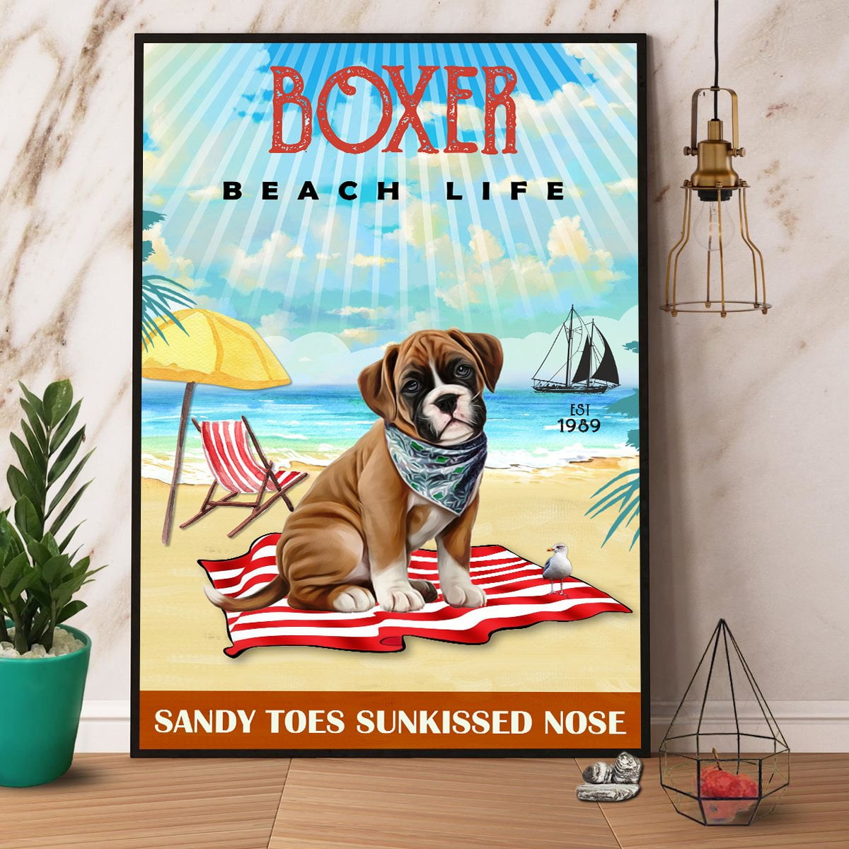 Boxer Beach Life Paper Poster No Frame Matte Wall Art Decor 16 x 24 ...