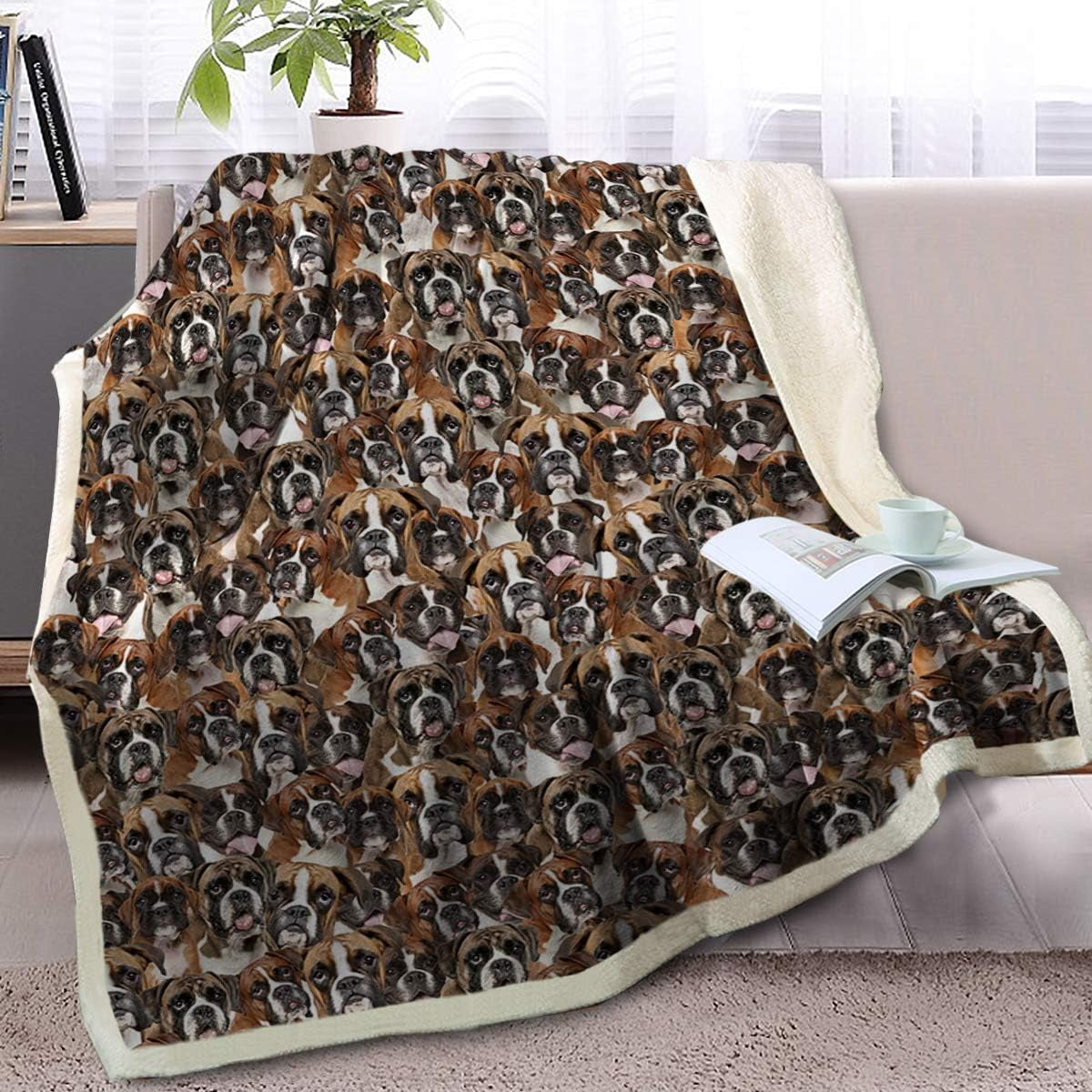 Boxer Blankets Super Soft Fuzzy Dogs Blanket for Kids Adults Cute Puppy ...
