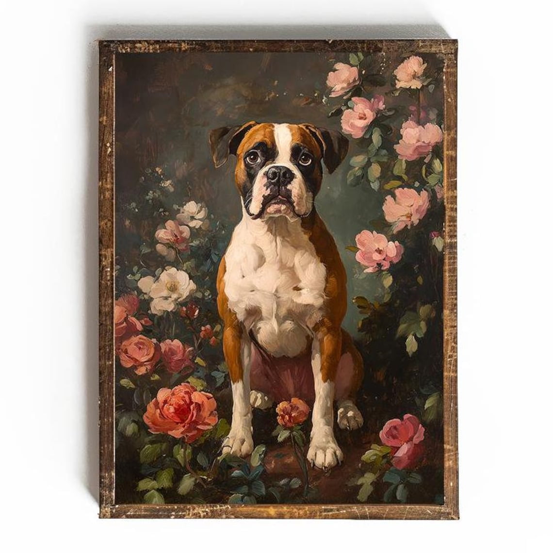 Boxer Boxer Dog Wall Art For Boxer Owner Dog Mom Dog Dad Gift Floral ...