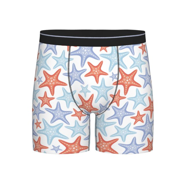 Boxer Briefs - Long Boxer Briefs for Men, Colorful Star Fish Soft Mens ...