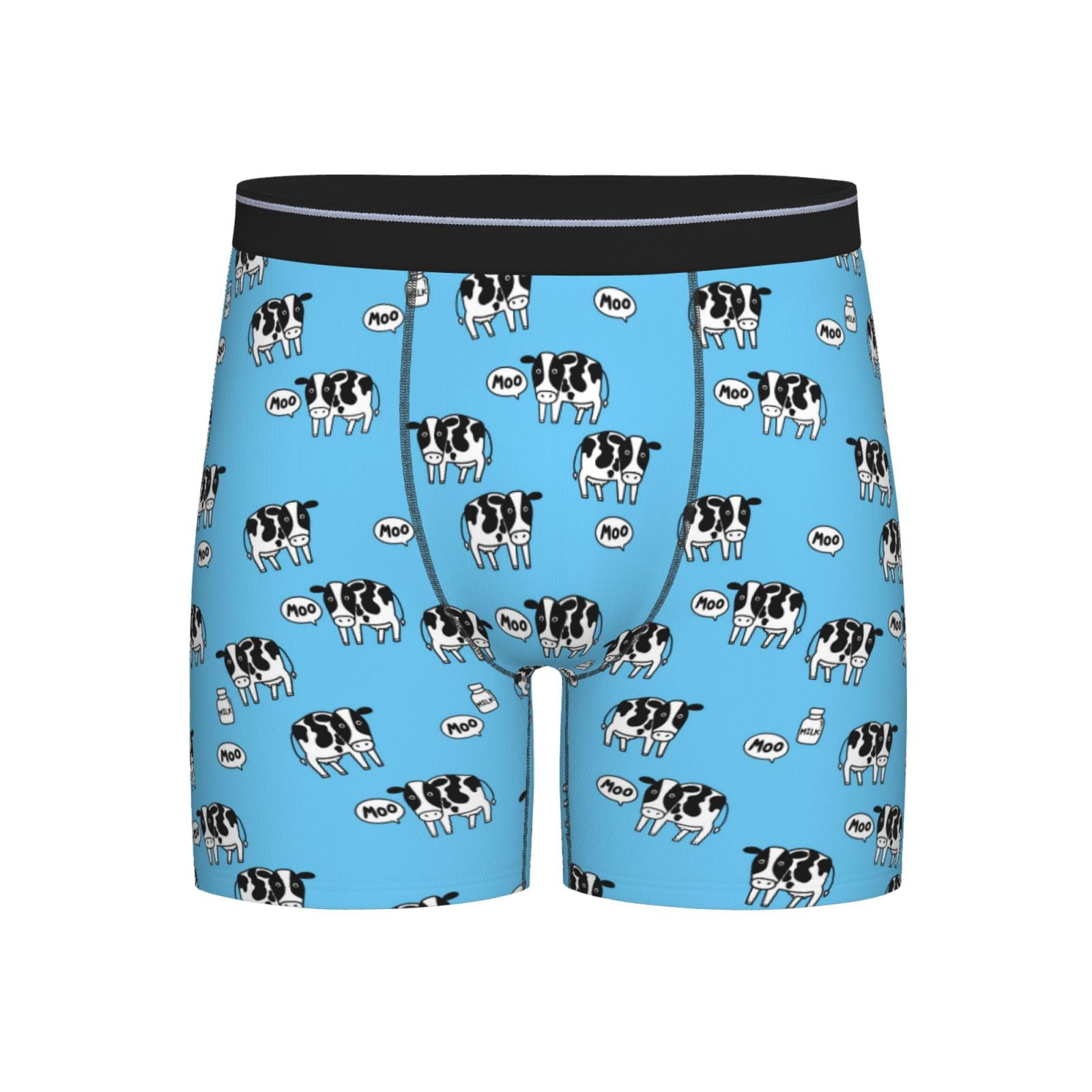 Boxer Briefs - Long Boxer Briefs for Men, Farmhouse Cartoon Cute Cow ...