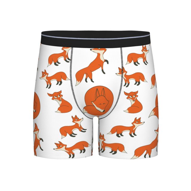 Boxer Briefs - Long Boxer Briefs for Men, Fox Print White Soft Mens ...