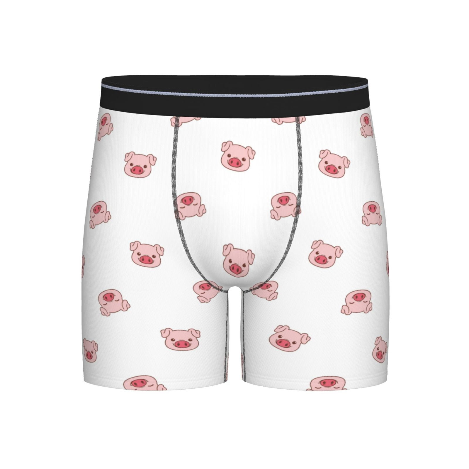 Boxer Briefs - Long Boxer Briefs for Men, Pink Cute Pig Face Soft Mens ...