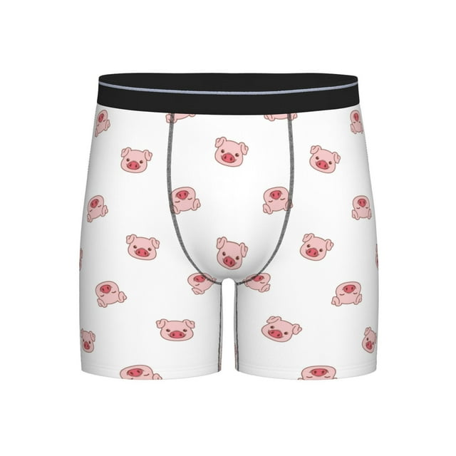 Boxer Briefs - Long Boxer Briefs for Men, Pink Cute Pig Face Soft Mens ...