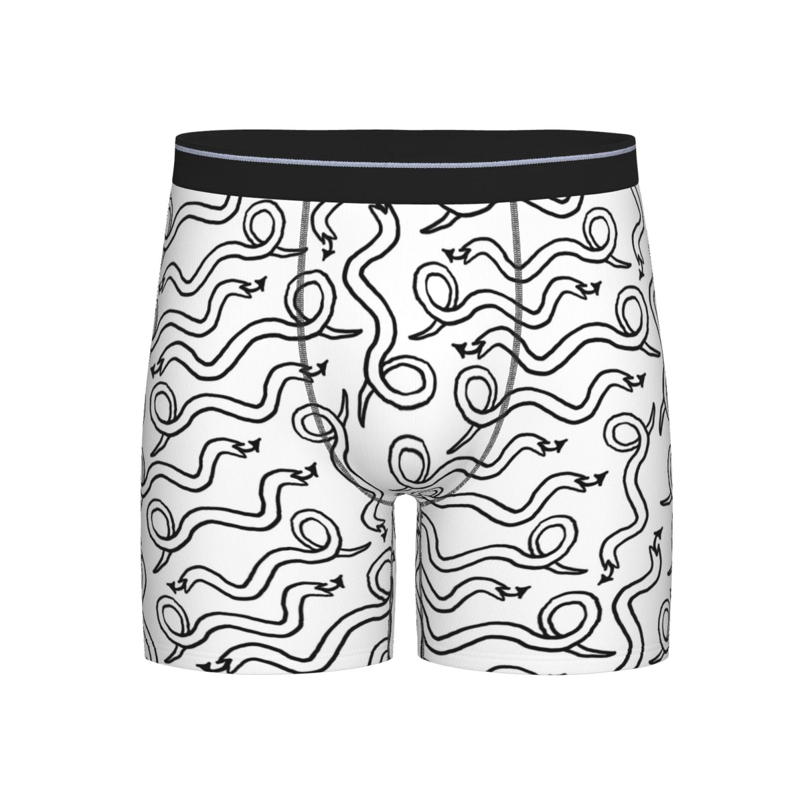 Boxer Briefs - Long Boxer Briefs for Men, Simple Black Lines Snake Soft ...