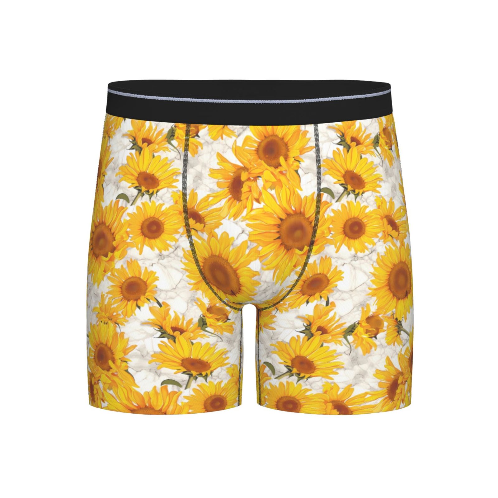 Boxer Briefs - Long Boxer Briefs for Men, White Marble Pattern ...