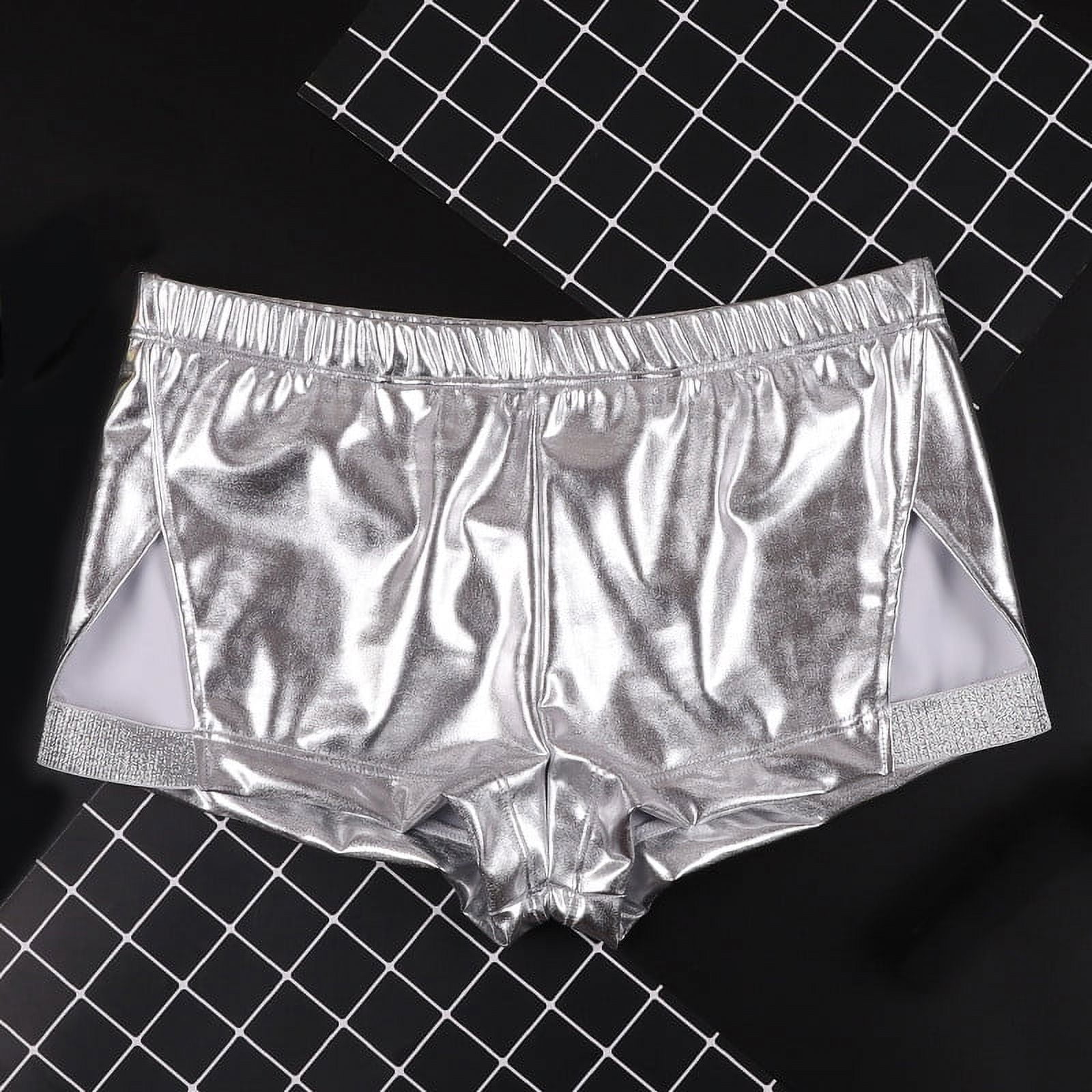 Boxer Briefs for Men Trendy Shiny Elastic Low Waisted Underwear Mens ...