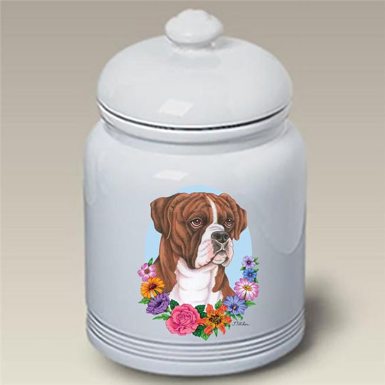 Boxer Brindle Uncropped - Best of Breed Ceramic Doggie Treat Jar ...