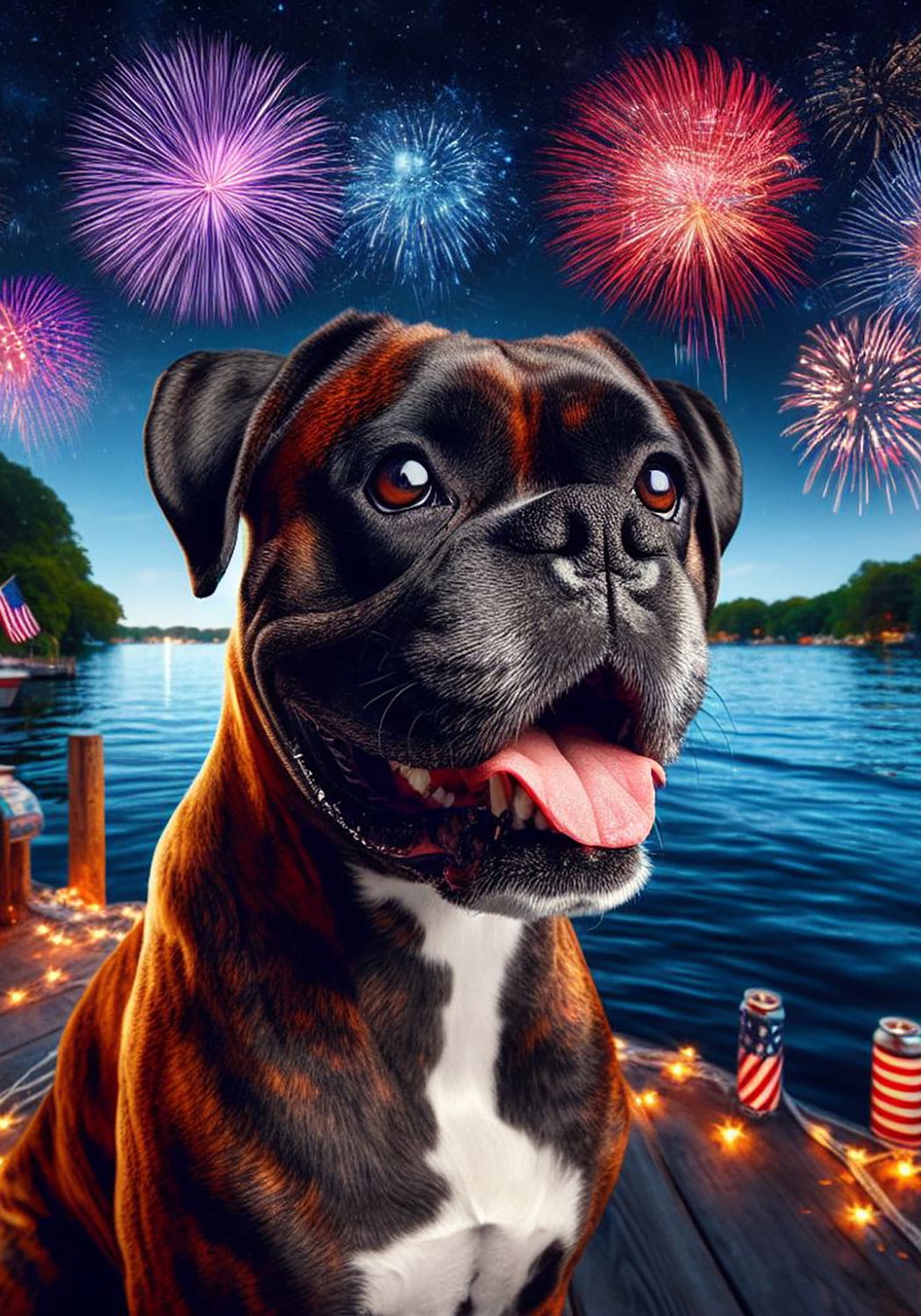 Boxer Brindle Uncropped - Best of Breed DCR July 4 Holiday Garden Flag ...