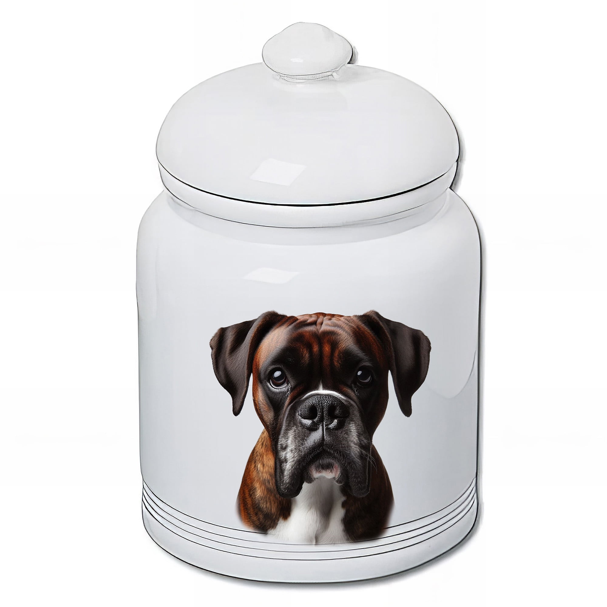 Boxer Brindle Uncropped - Best of Breed Dog and Cat Ceramic Treat Jar ...