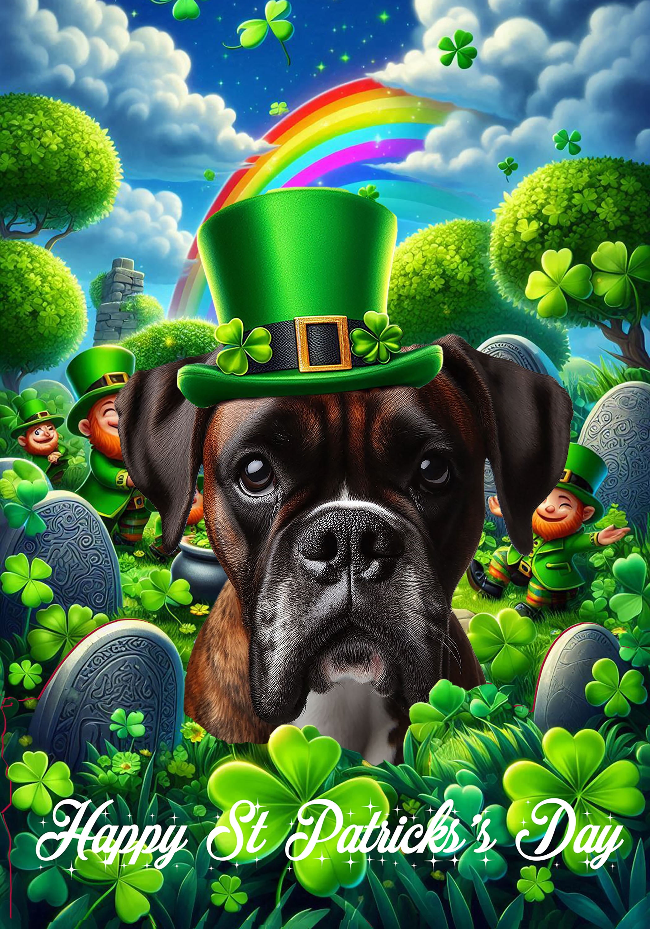 Boxer Brindle Uncropped - Best of Breed Saint Patricks Day Outdoor ...