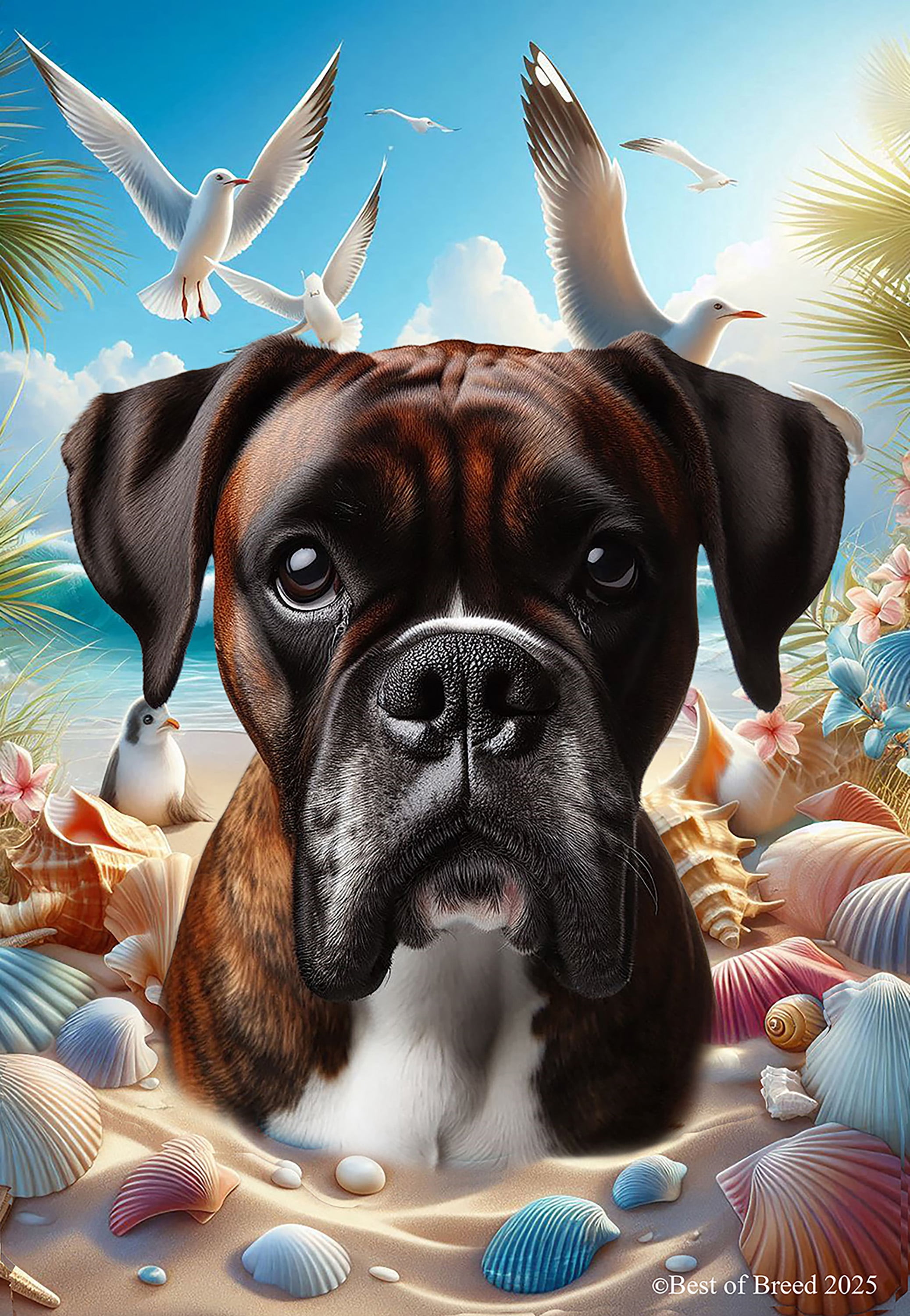Boxer Brindle Uncropped - Best of Breed Summer Beach Outdoor House Flag ...