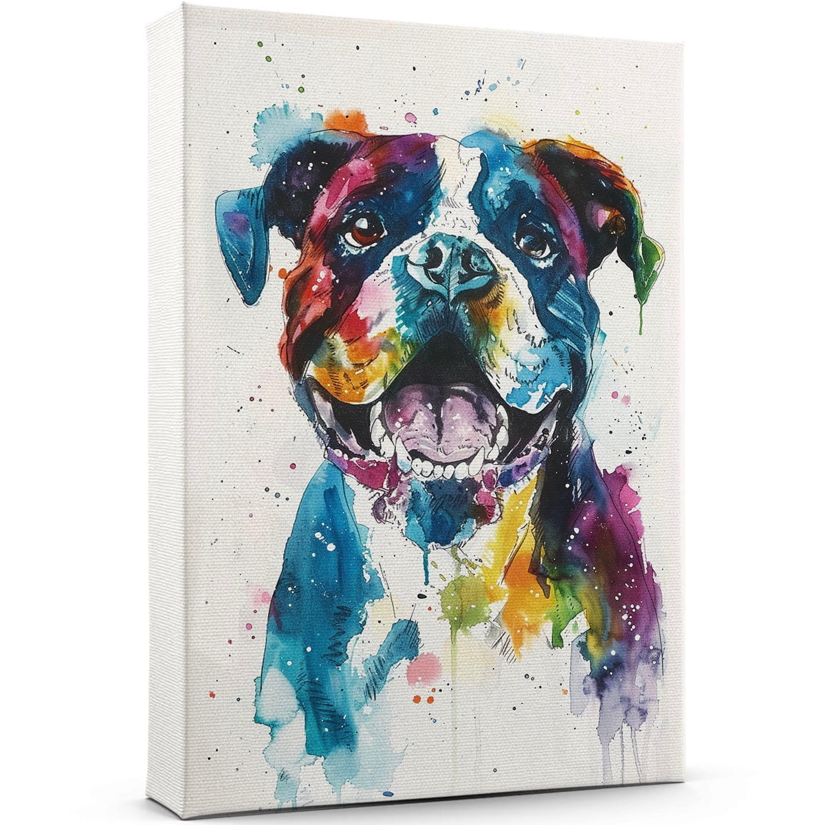 Boxer Canvas Wall Art, Modern Cute Colorful Boxer Canvas Dog Art ...