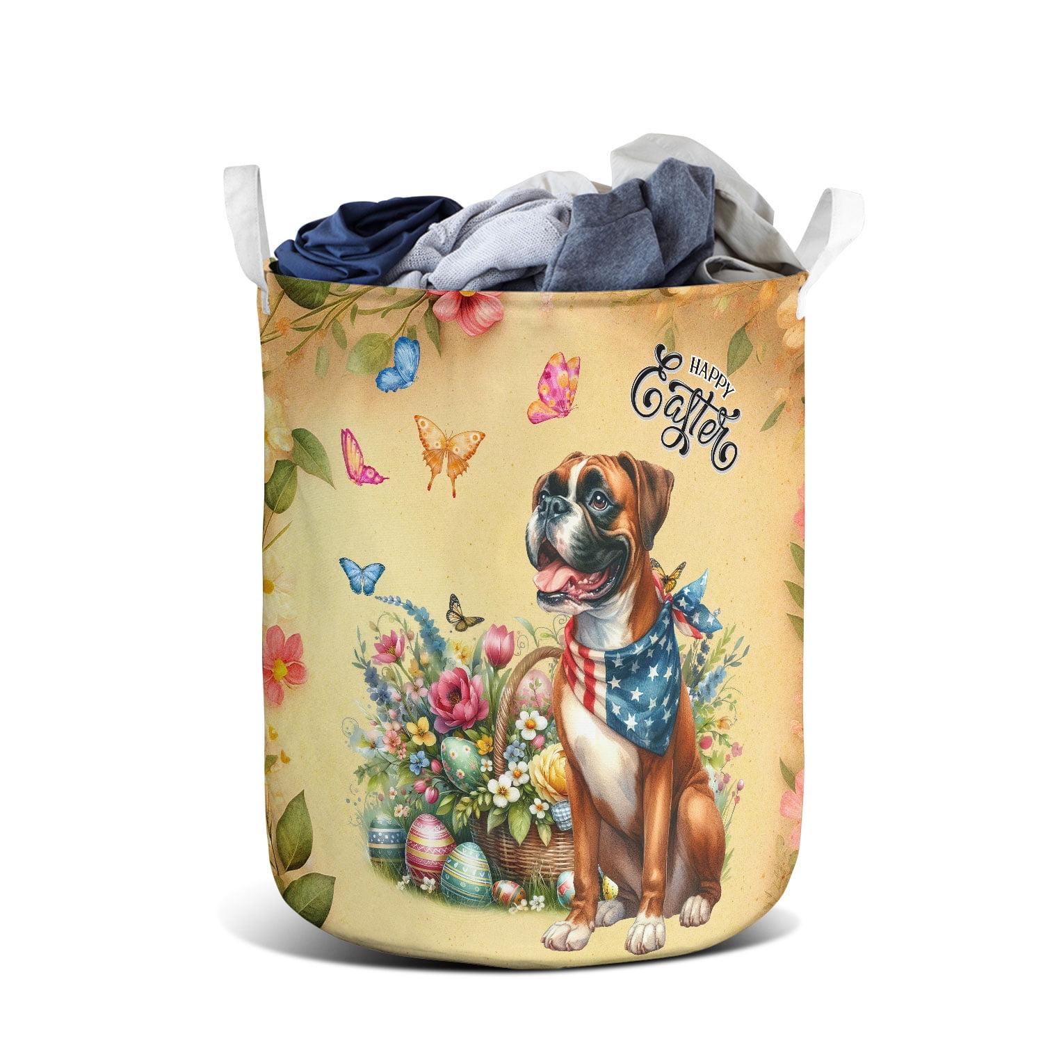 Boxer Celebrates Spring and Enjoys a Happy Easter Foldable Laundry ...