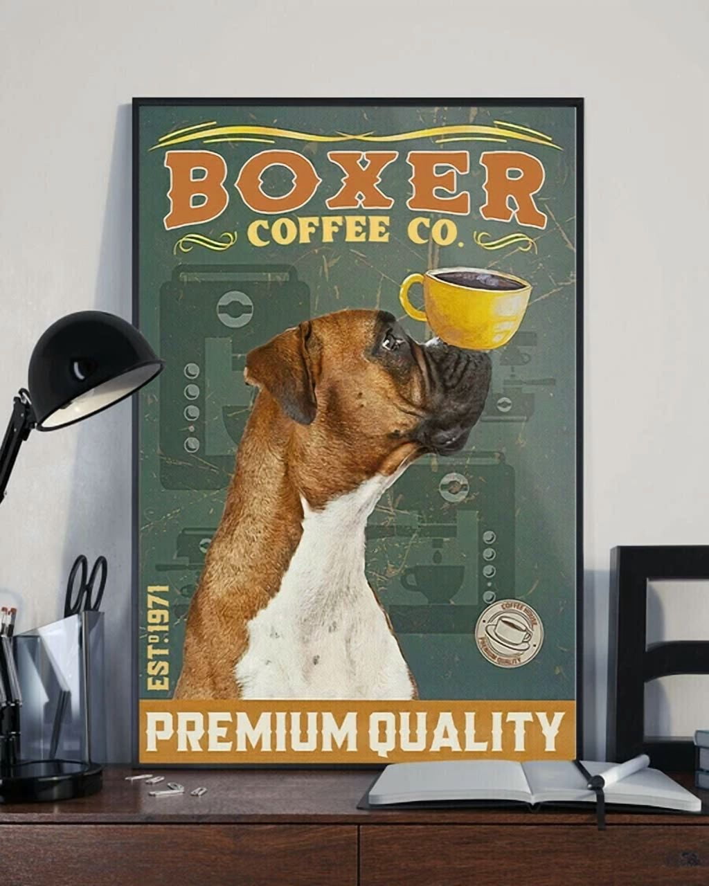 Boxer Coffee Co Quality Boxer Dog Poster Wall Art Home Decor Vintage ...