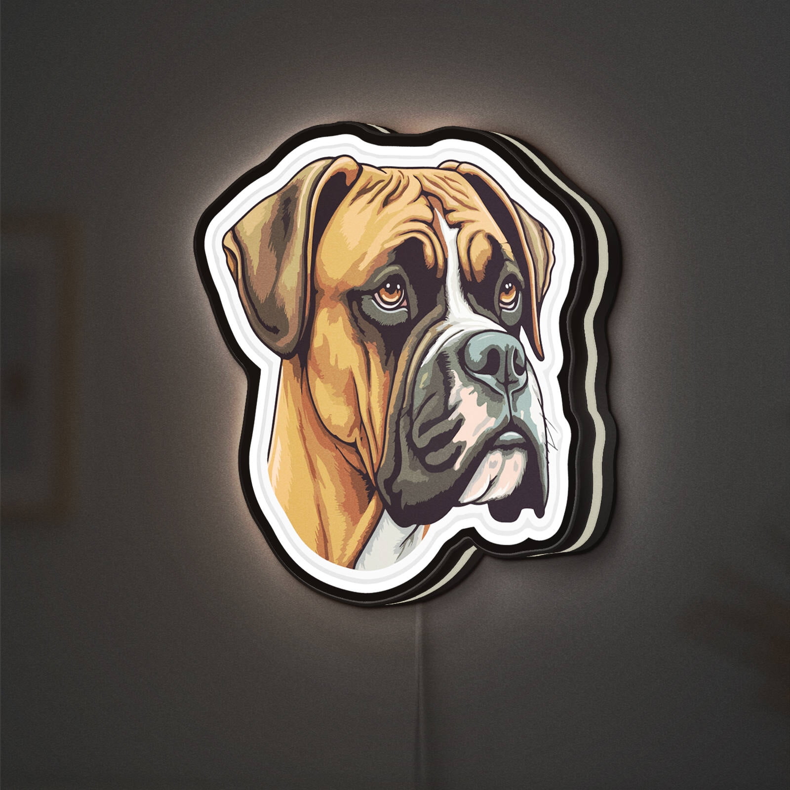 Boxer Dog 3D Novelty Light Box, Canine Breed Wall Decor, Lighted Sign ...