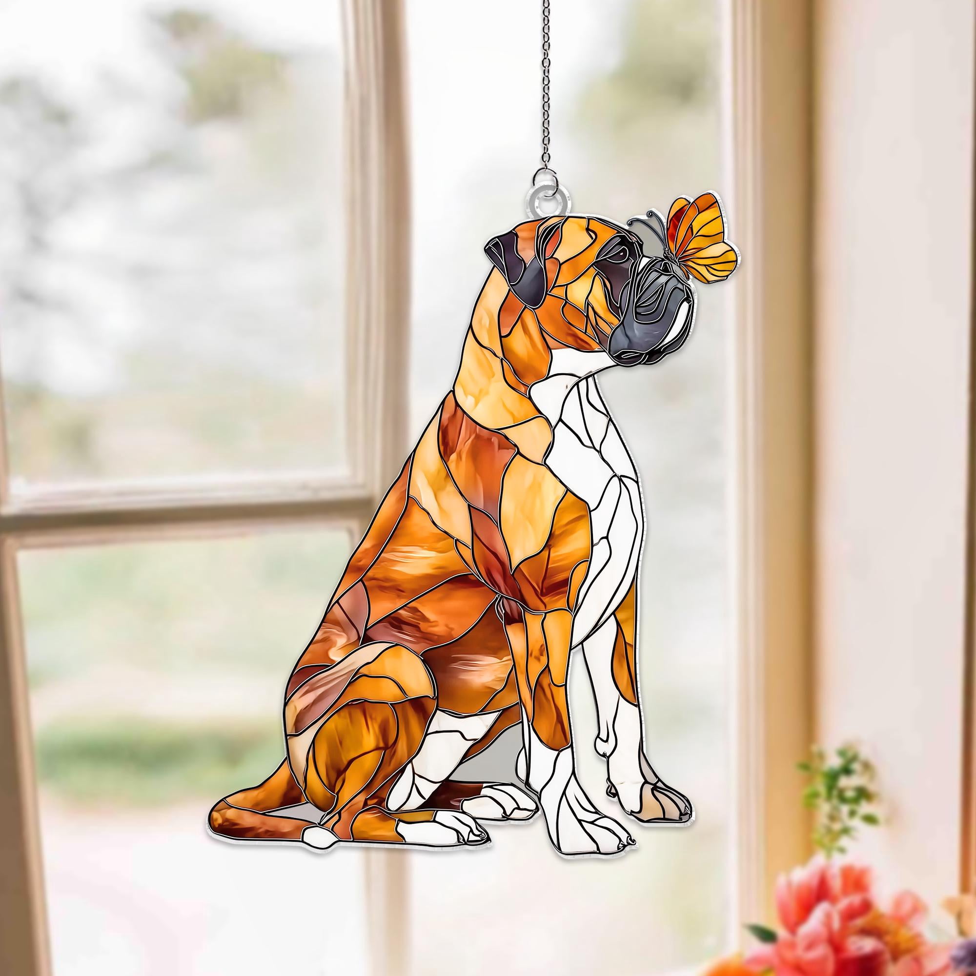 Boxer Dog Acrylic Suncatcher, Boxer Dog Window Hanging, Boxer Dog ...