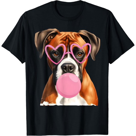 Boxer Dog Blowing Bubble Gum Love Day T-Shirt - Walmart.com